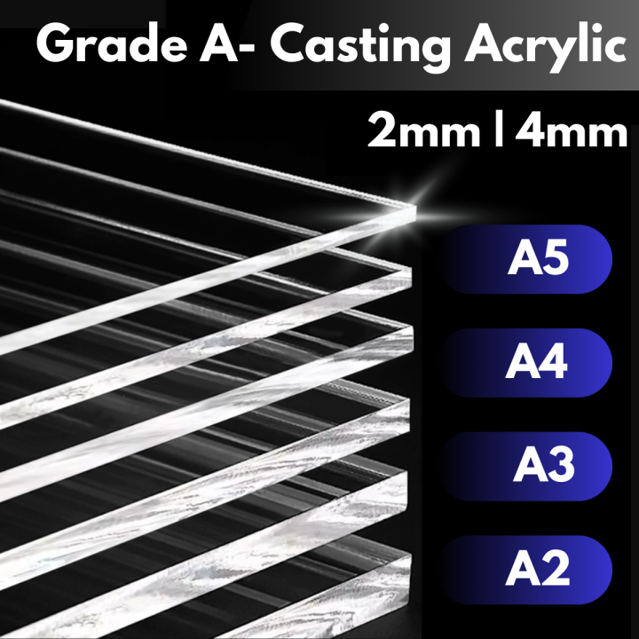 𝗣𝗥𝗜𝗡𝗧 𝗦𝗢𝗨𝗥𝗖𝗘 - A4 A3 A2 Casting Acrylic Sheet Transparent Clear (2mm ...