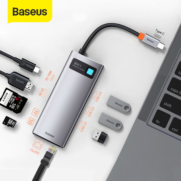 Baseus USB C HUB Type C ถึง HDMI ที่รองรับ USB 3.0 Adapter 11 9 8 in 1 ...