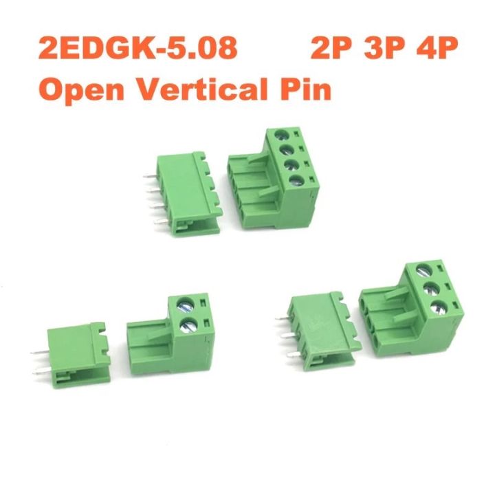 ราคาต่อชุด 5.08Mm 2P 3P 4P 6p 7 p 8 p สกรูปลั๊ก PCB Terminal Block 2EDGK 2EDGV ขาตรง Pluggable ...