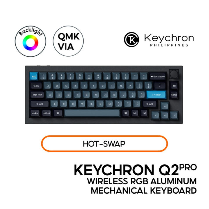 Keychron Q2 Pro Knob QMK Keyboard (Carbon Black, 65%, Wired/Bluetooth ...