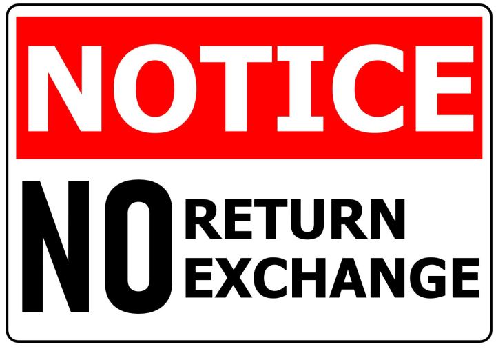 No Return No Exchange Laminated Signages Sticker Signages PVC ...