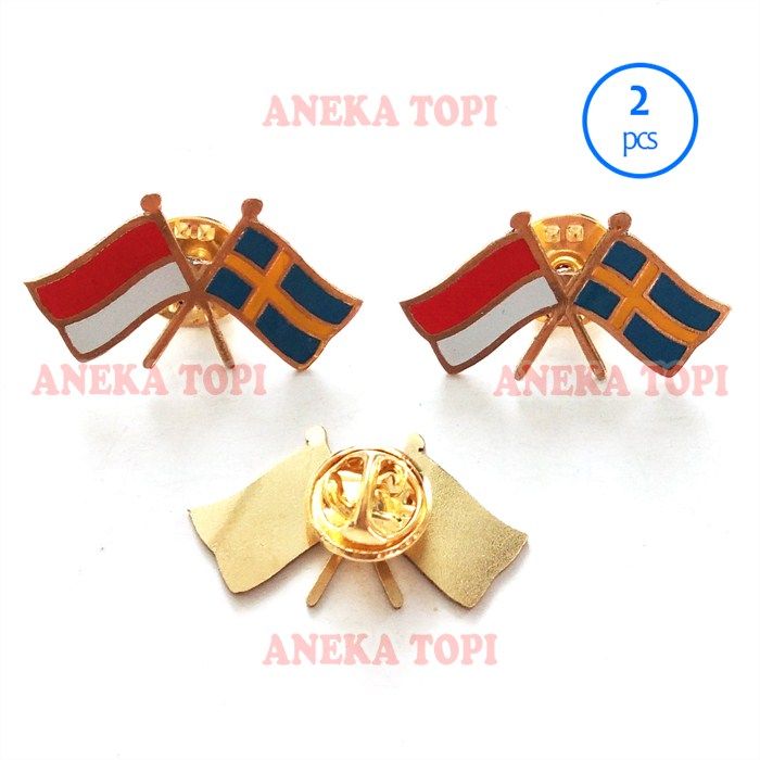 Pin Bendera Persahabatan Negara Swedia Dan Indonesia Pin Cross Flag ...