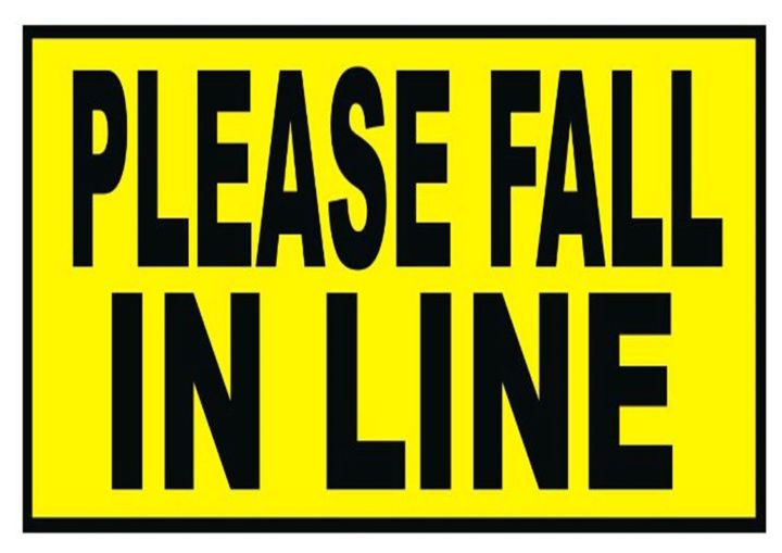 PLEASE FALL IN LINE LAMINATED SIGNAGE(A4 SIZE) | Lazada PH