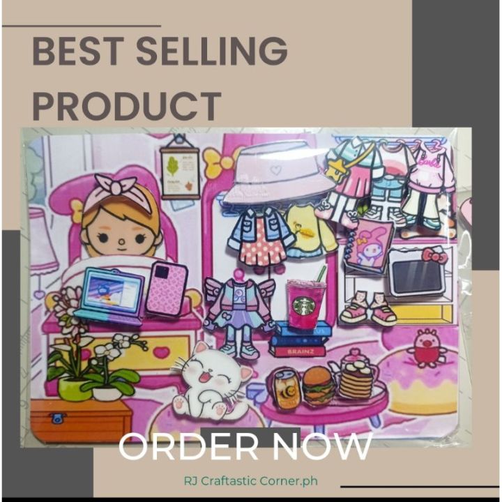 COD Toca boca paper doll hk pink laminated with velcro | Lazada PH
