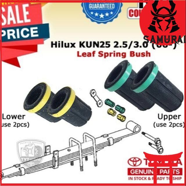 TOYOTA HILUX KUN25 KUN26 GUN125 GUN126 LEAF SPRING BUSH (RUBBER) LONG ...