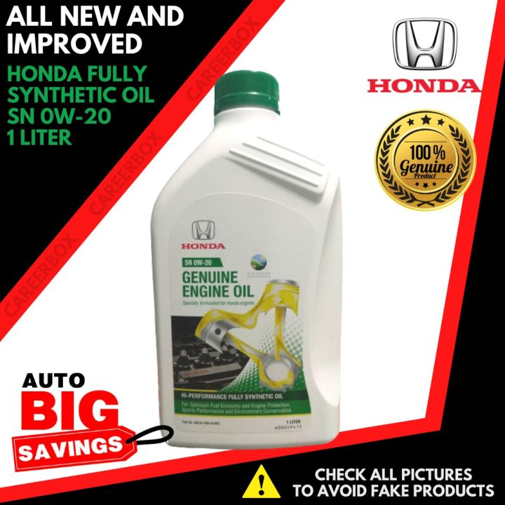 Honda Fully Synthetic Engine Oil SN 0W-20 / 1 Liter (100 Percent Genuine) | Lazada PH