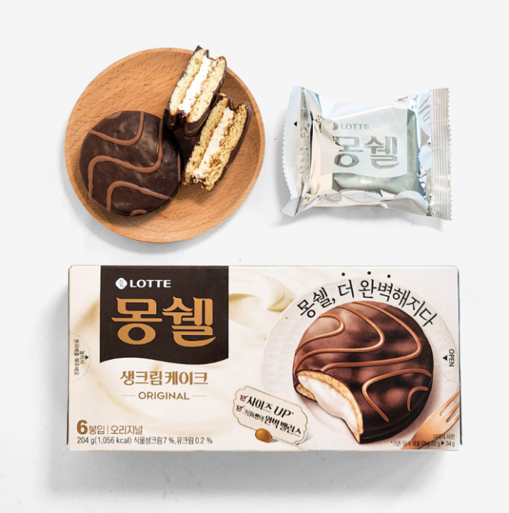 Lotte - Mongshell Cream Cake Original/Cocoa flavor มองเชล ช็อคโกพายครีม ...