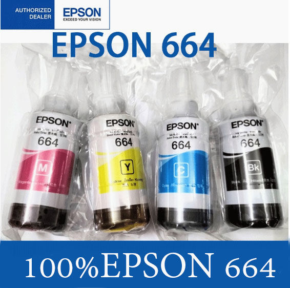 ORIGINAL EPSON T664 664 BLACK CYAN MAGENTA YELLOW Series for Printer L220 / L210 /L101/L111/L130 ...