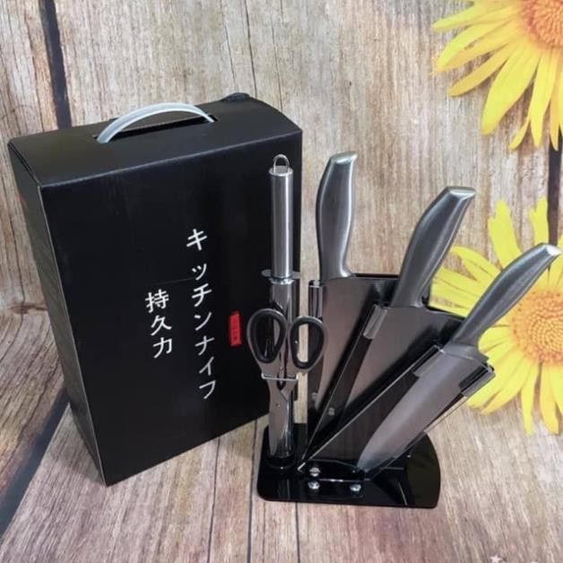[HCM] Bộ Dao Inox Nhật 6 Món Đúc Nguyên Khối Cao Cấp -Bộ Dao Đa Năng Sắ ...