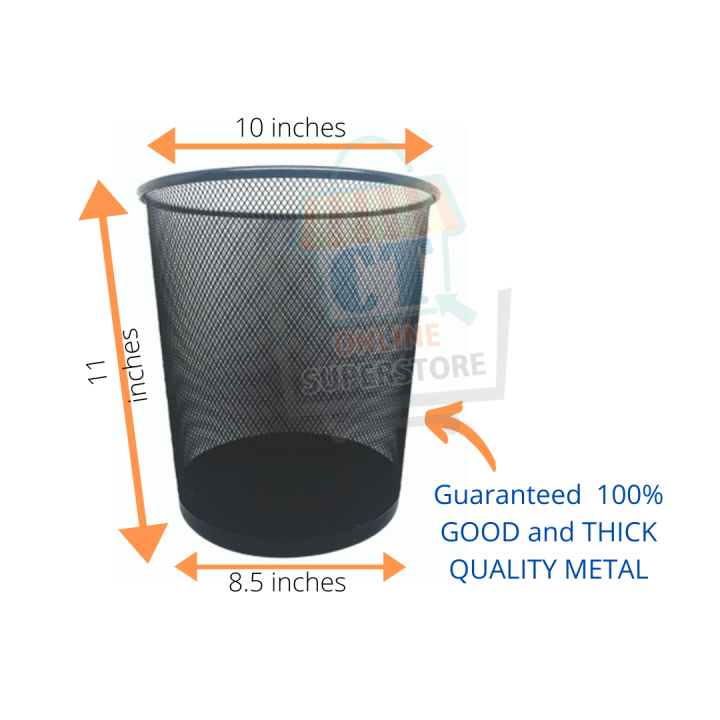 Metal Mesh Waste Bin Trash Can Trash Bin Black | Lazada PH