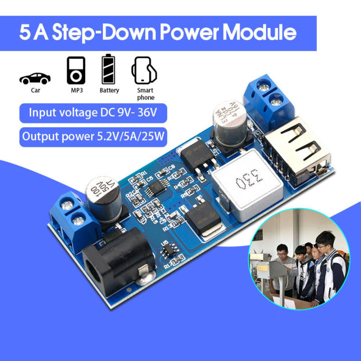 24V/12V To 5V 5A Step Down Power Supply DC-DC Buck Converter USB Mobile Phone Charging Module ...