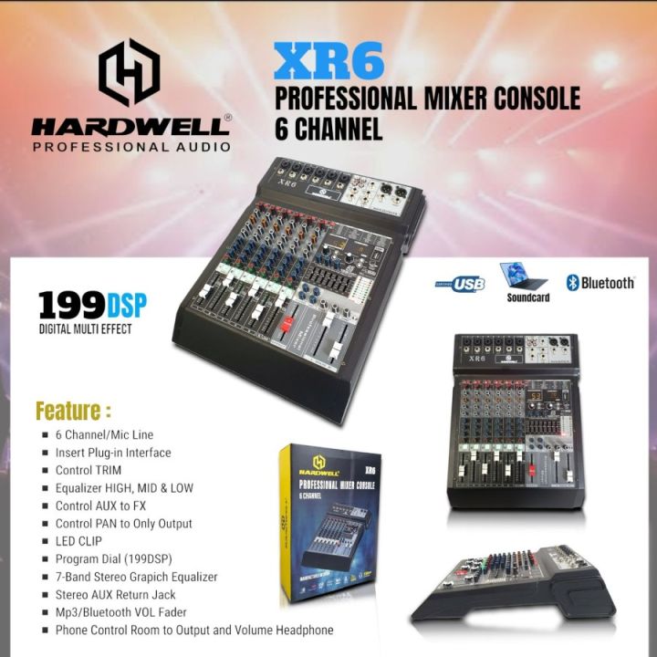 Mixer Audio 6 Channel Hardwell XR 6 / XR6 Original Mixing Soundcard ...