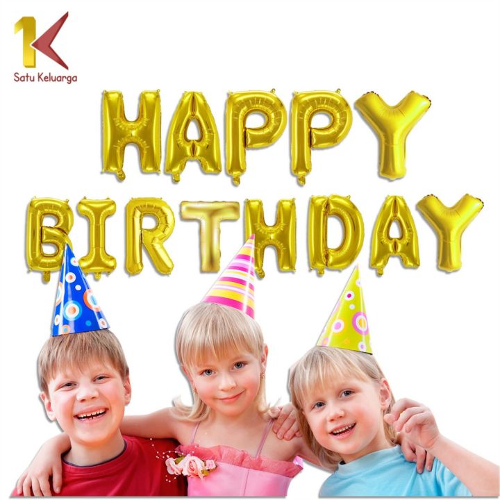 Satu Keluarga Balon Huruf Gold C390 Balon Nama Ulang Tahun Foil Huruf ...