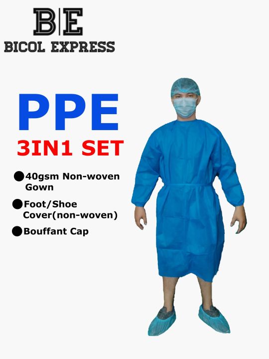 PPE [COLORS] NON-WOVEN GOWN SUIT / ISOLATION 40GSM GOWN 3IN1SET ...