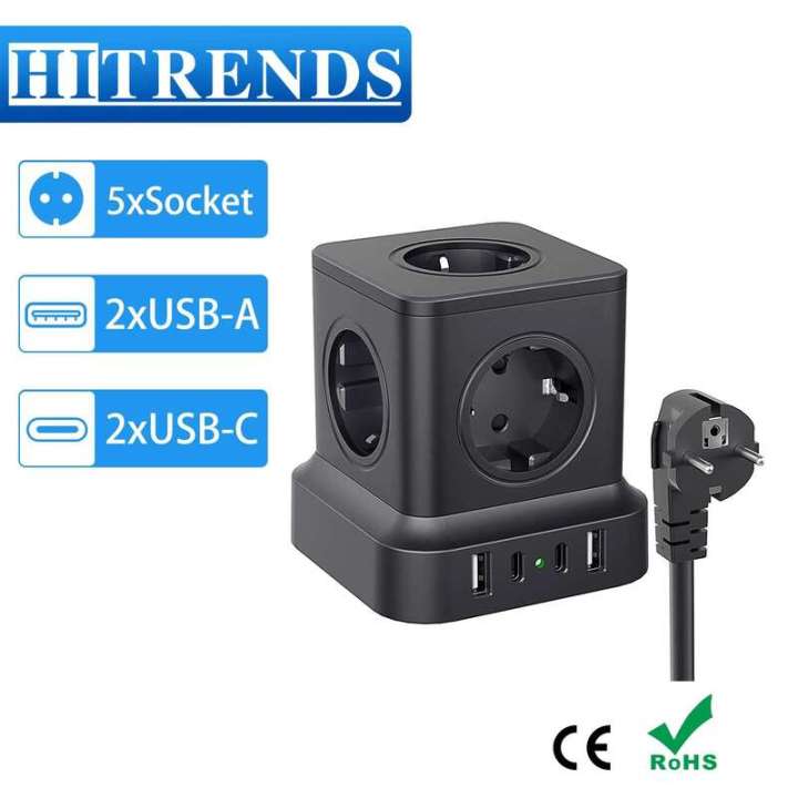 European Desktop Strip Tower st Charging Station USB-C 2 USB-A, Power ...