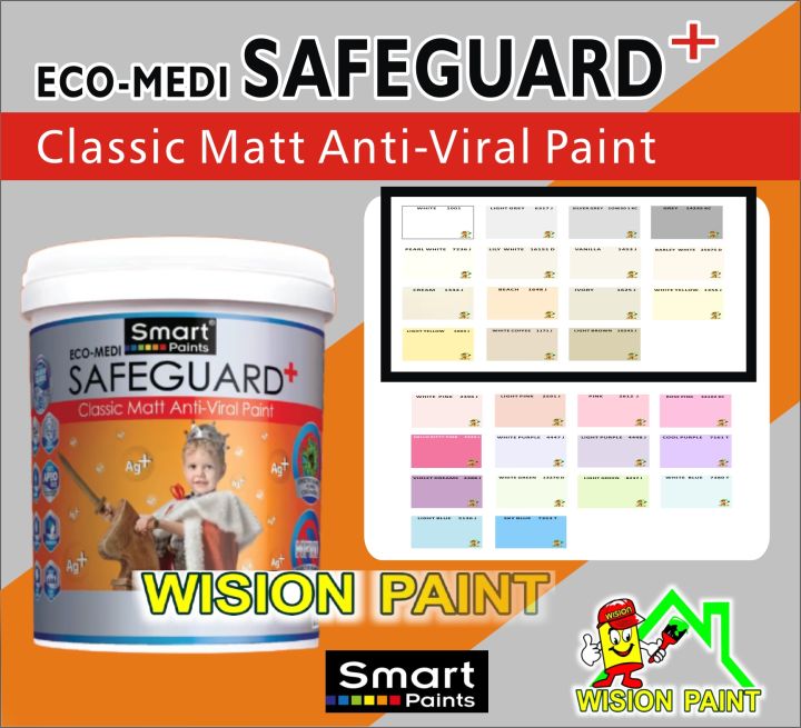 (15L) Smart Paint ECO-MEDI SAFEGUARD+ / Classic Matt Anti-Viral Paint ...