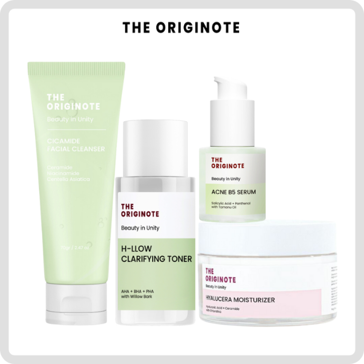 BUNDLE 4in1 THE ORIGINOTE Cicamide Facial Cleanser + H-LLow Clarifying ...