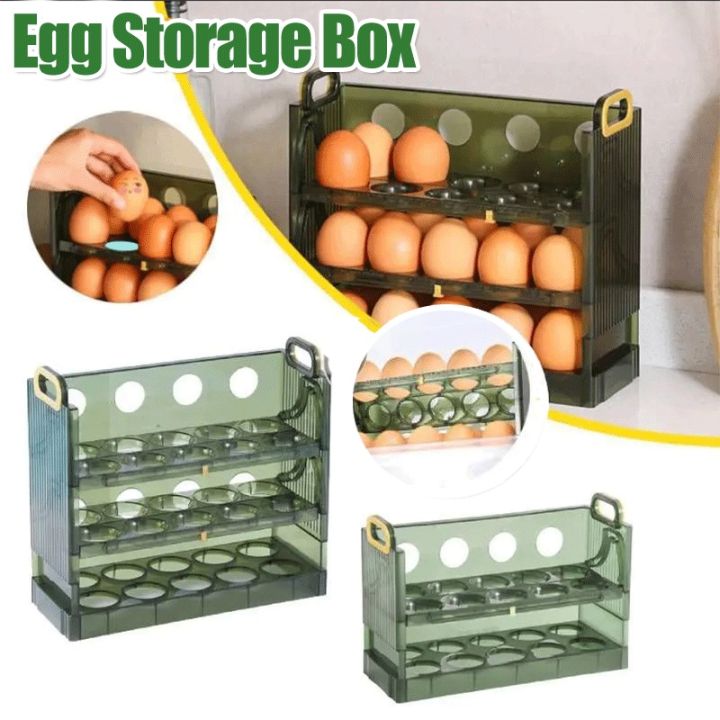30 Grid Egg Tray Egg Storage Box Three Layer Egg Storage Shelf Refrigerator Egg Safe Tray Layer ...