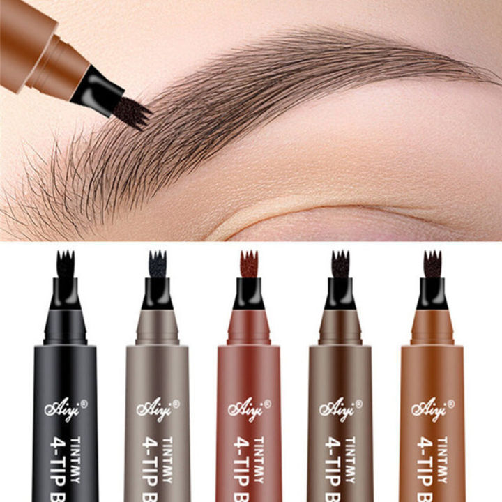 Eyebrow Tint Tattoo Pen 4 Fork Tip ดินสอเขียนคิ้วกันน้ำติดทนนานแต่งหน้า ...