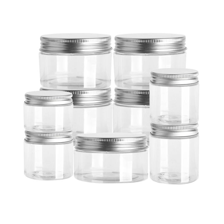 Small Jars With Lids 10Pcs Empty Clear PET Bottles With Screw Aluminum ...
