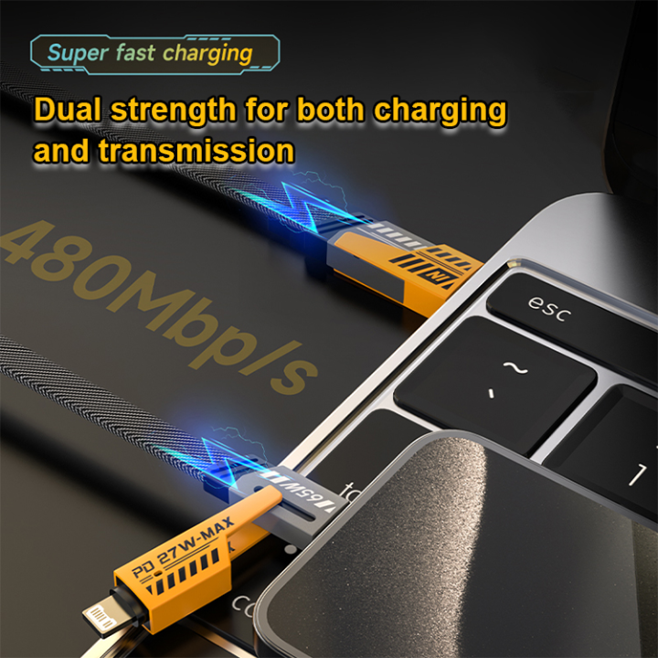 4 in 1 Convertible Metal Fast Data Cable/Nohon kabel pengisi daya Cepat ...