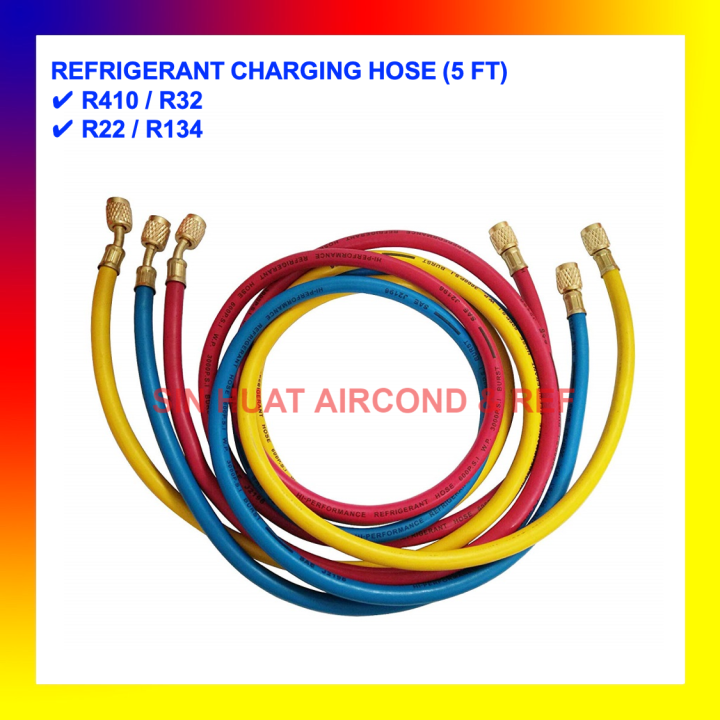 (3PCS) CHARGING HOSE 5FT R22 R134 R32 R410 MANIFOLD HOSE / Gas Paip ...