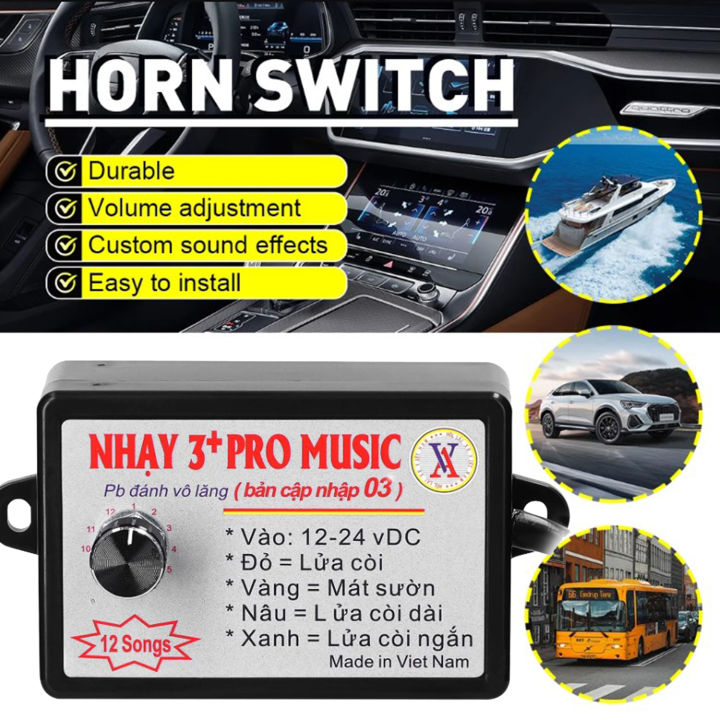 Nhay 3+ Pro Music Rapid Horn Relay 12-24V (8/12 Tones) Car Horn ...