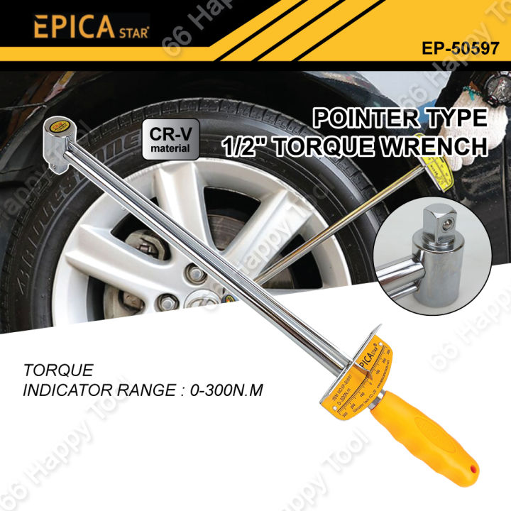 EPICA STAR 1/2" Torque Wrench Pointer Type 300N.m EP-50597 CR-V Steel ...