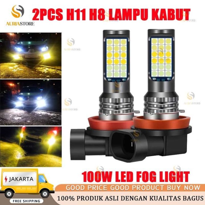 1Pcs 【LED】 Lampu LED Putih H11 Two Color 24SMD untuk Headlight / Fog lamp Mobil Lampu Depan 3030 ...