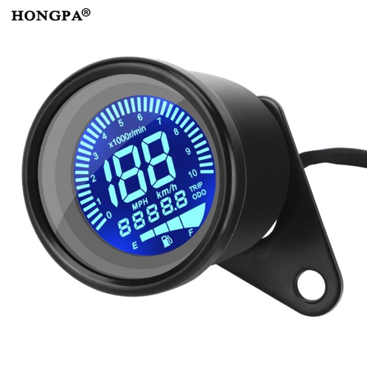 UNIVERSAL MOTORCYCLE LCD DIGITAL SPEEDOMETER MULTI FUNCTION ODOMETER ...