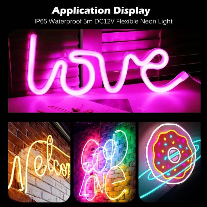LED Neon Lights Strip Waterproof 2M 2835 120 LED/M Flexible 220V ...