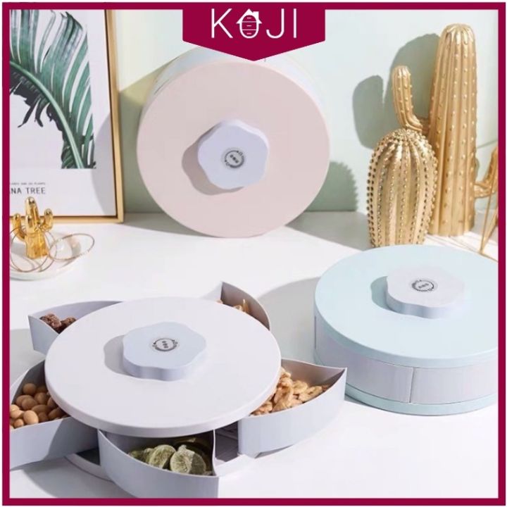 Petal-Shape Rotating Snack Storage Plate Box Candy Holder Tray Food ...