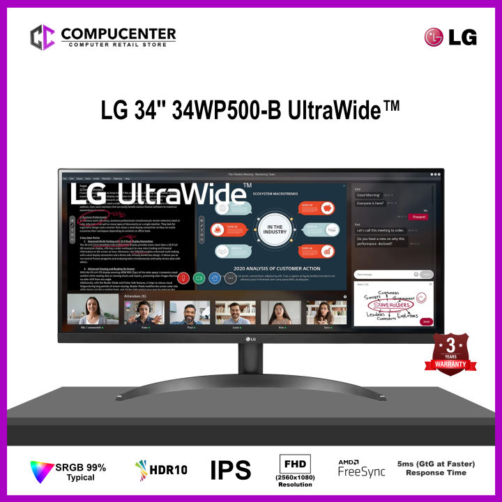 LG 34WP500-B 34" UltraWide FHD (2560 x 1080) IPS Display HDR10 - AMD ...