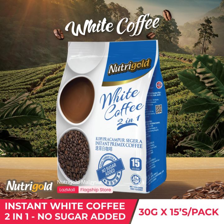 NUTRIGOLD White Coffee 2 in 1 - No Sugar Added (30g x 15 sticks / Pack ...