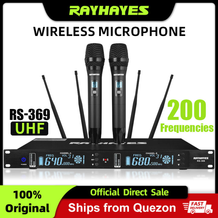 RAYHAYES Professional Wireless Microphone Heavy Duty UHF 200 CHANNEL ...