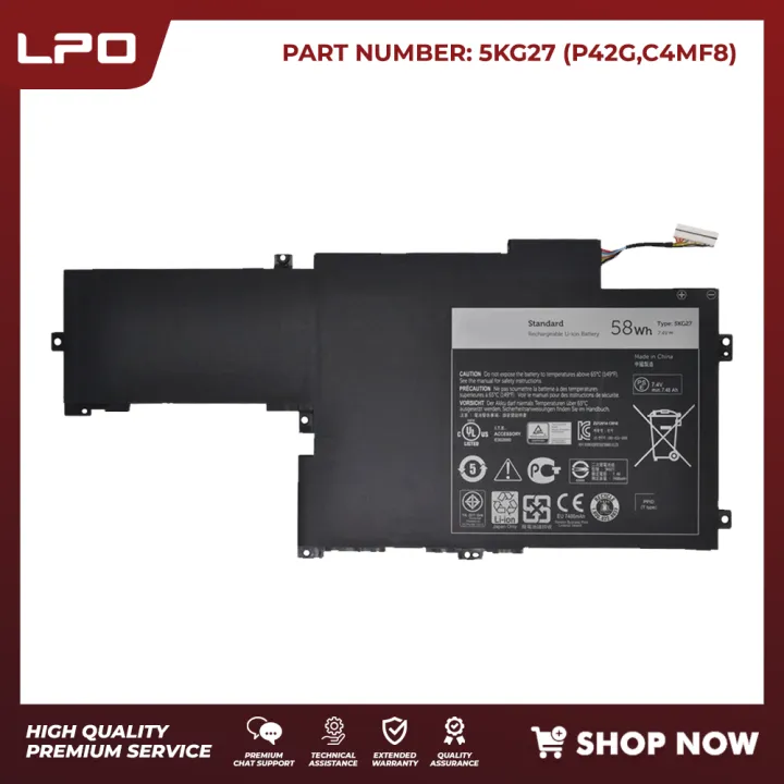 LPO Internal Laptop Battery 5KG27, C4MF8 7.4V 7486mAh 58Wh Compatible ...