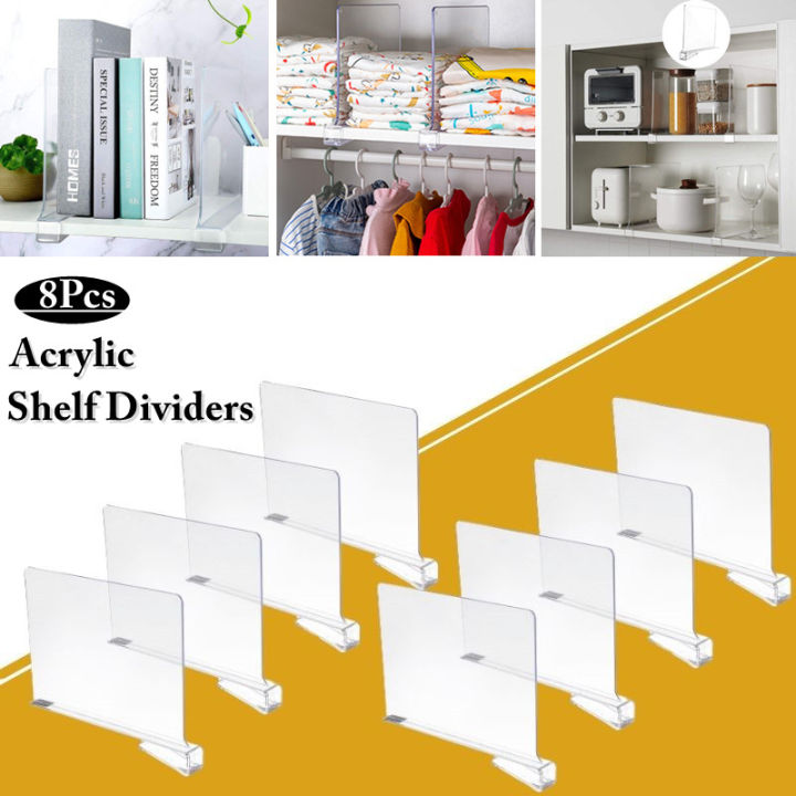 8X Acrylic Shelf Dividers for Closet Organization, Clear Shelf Divider ...