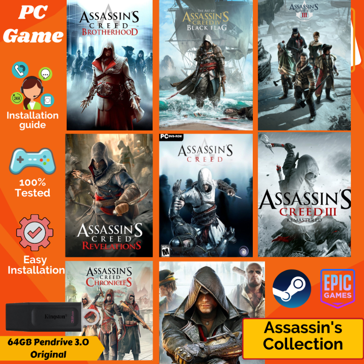 Assassin's Creed Collection 8 in 1 pendrive 64gb revelations gta II ...