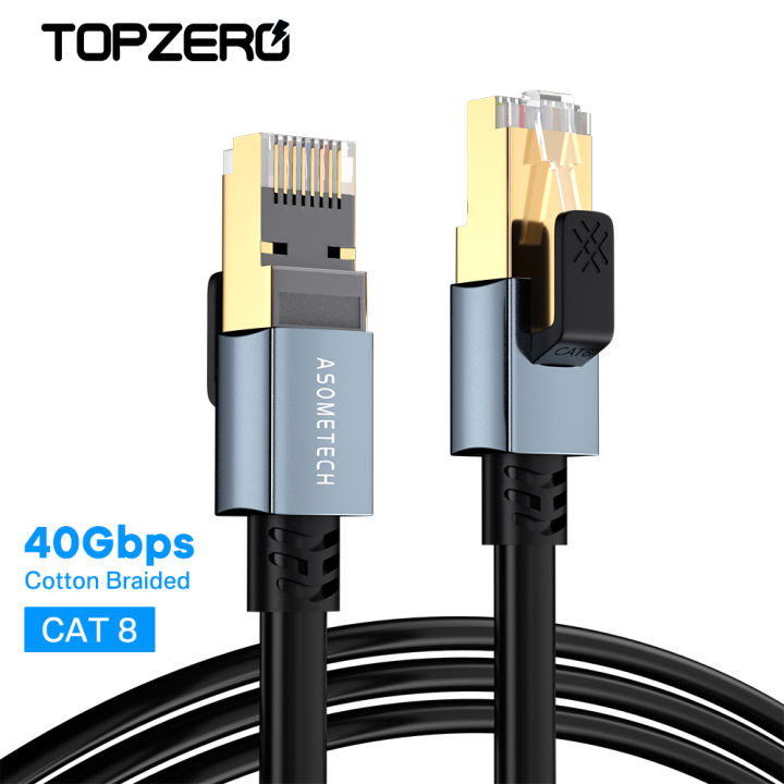 TOPZERO Ethernet Cable 40Gbps Super Speed RJ45 Cat8 Network Cable Cat 8 SSTP Gold Plated ...