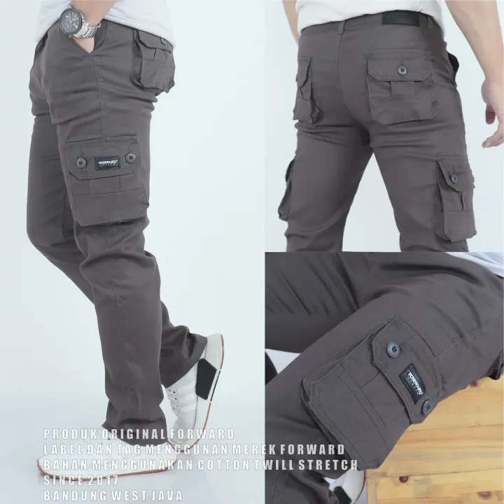 Celana Cargo Panjang Pria Hijau Army Premium Kanvas Slimfit Long Kargo PDL Distro Kym system ...
