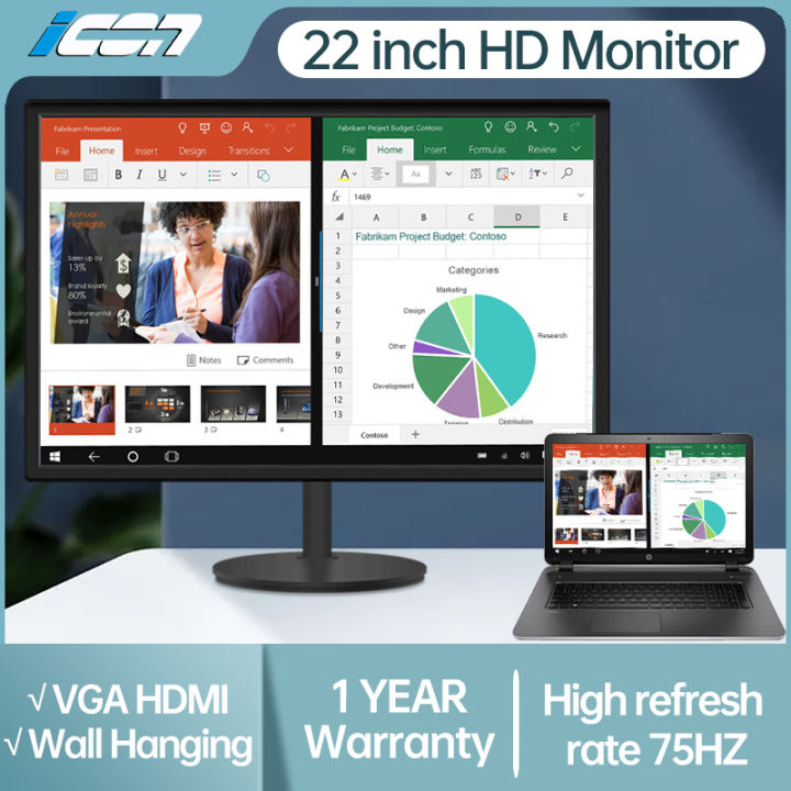ICON Monitor Computer 27 inch PC Monitor HD 1080p 75Hz with HDMI VGA ...