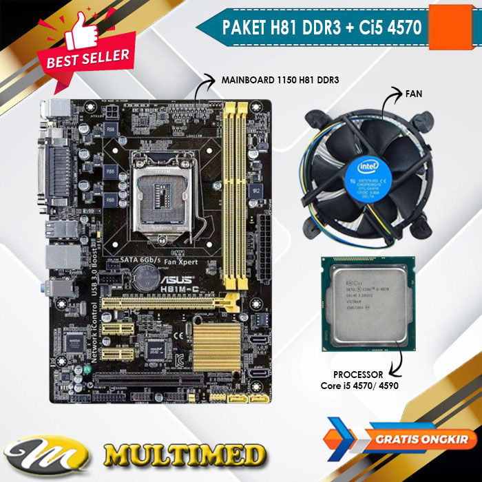 Paket Mainboard Intel LGA 1150 H81 Ddr3 + Core i5 4570 | Lazada Indonesia