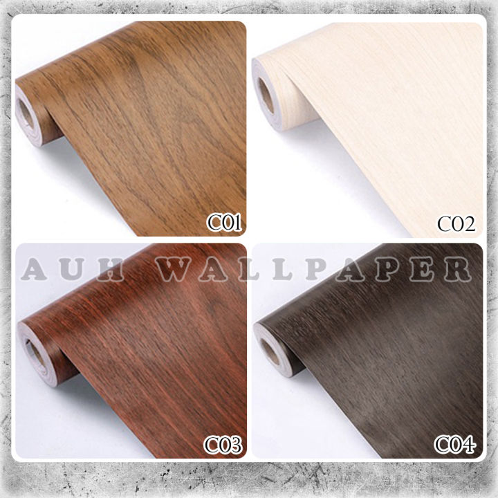 PVC WALLPAPER WOOD PATERN C WATERPROOF SELF ADHESIVE 10 METER*45 CM ...