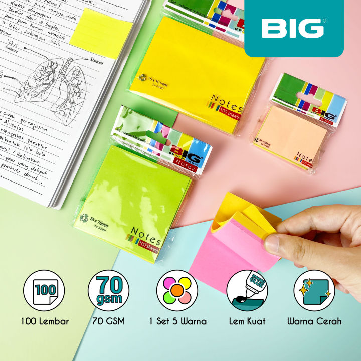 Sticky Notes Memo Tempel BIG Note Kertas Tipe Tumpuk Warna Warni ...