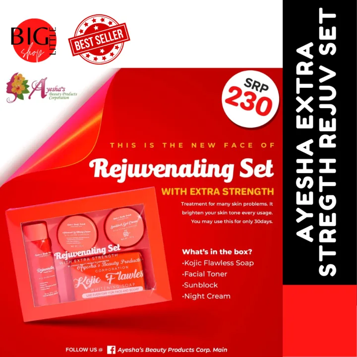 Original Ayesha Rejuvenating Set (Extra Strength) - RED | with Sunblock Cream 60 SPF ...