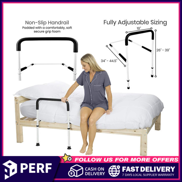 Perf Adjustable Bed Assist Rail Handle and Hand Guard Grab Bar, Bedside ...