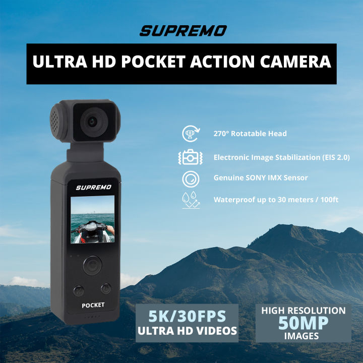 Supremo Ultra HD Pocket Action Camera - Black 1.3" HD the front LCD ...