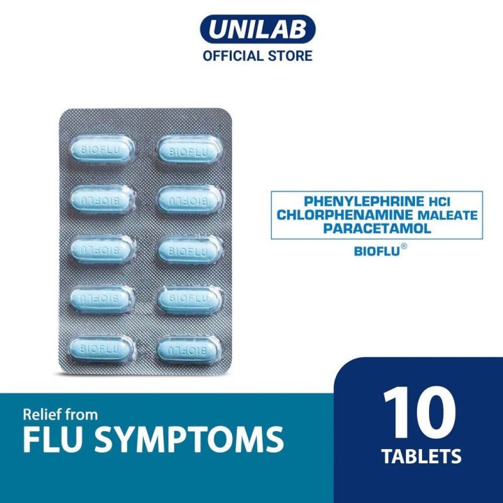 Unilab Bioflu 10 Tablets - Relief of Flu and other symptoms like Fever, Headache, Cough and ...