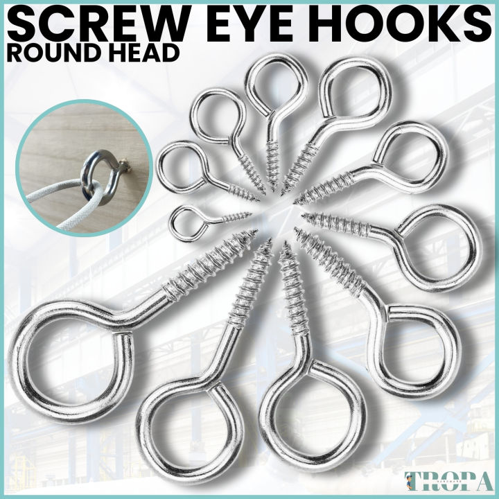 5PCS Screw Eye Hooks Pin Round Head Eyelet Hooks for Hanging, Keychain ...