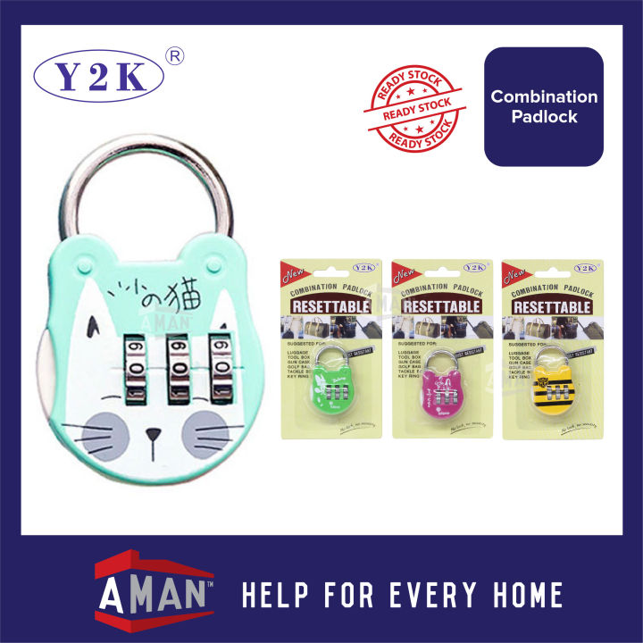 Y2K Luggage Lock 3 Digit Resettable Travel Padlock Password Lock ...